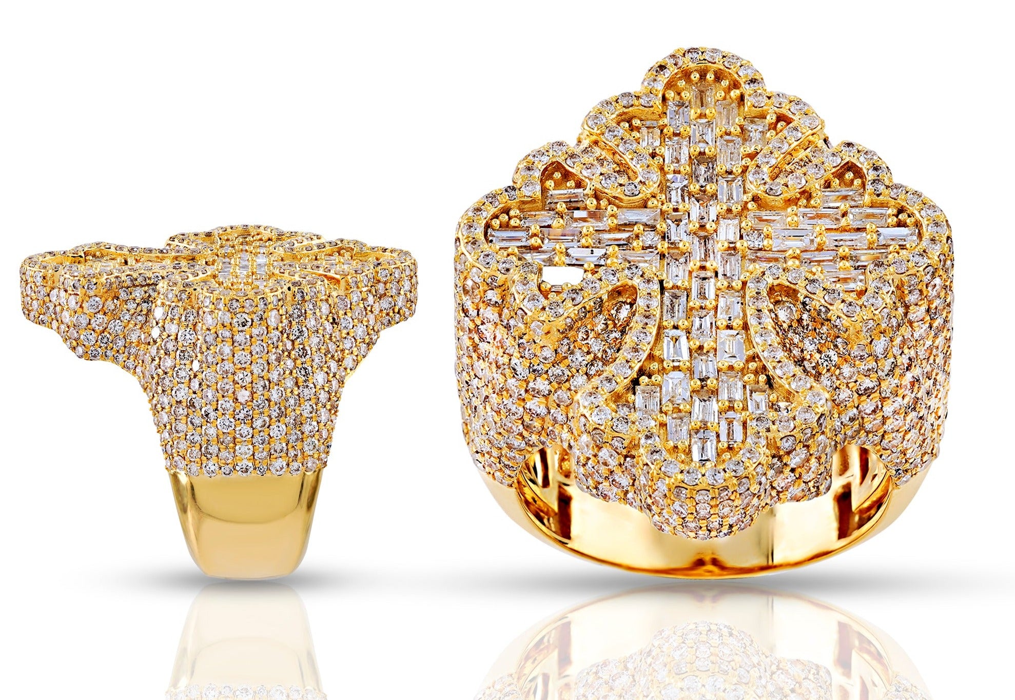 14K 5CT Baguette Two-Tone Cross Ring – SuzyDiamondsLA